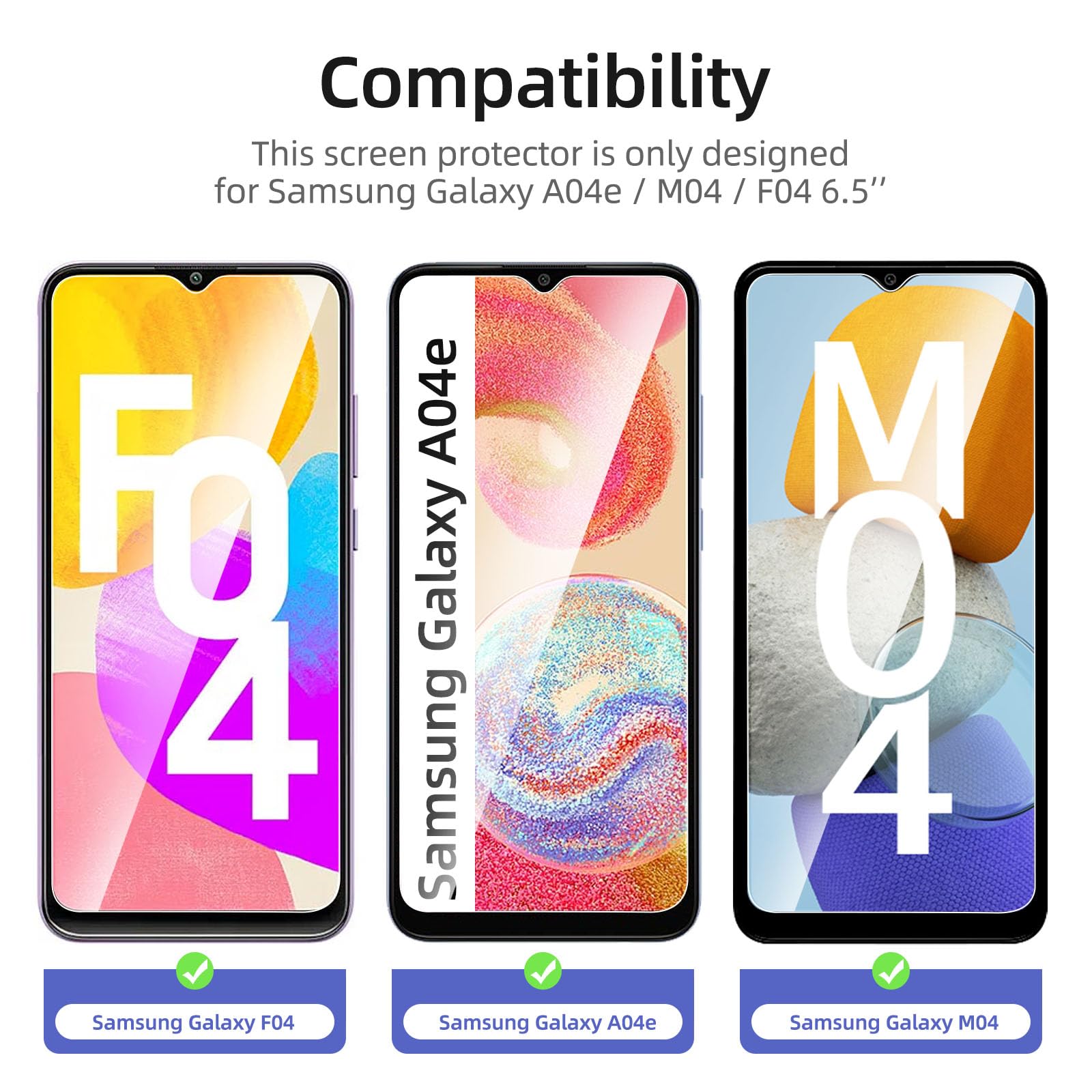 NEW'C [3 Pack] Designed for Samsung Galaxy A04e / Galaxy M04 / Galaxy F04 Screen Protector Tempered Glass, Bubble Free, Ultra Resistant
