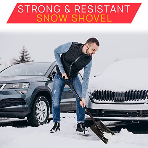 VaygWay 3 in1 Snow Shovel Kit- Premium Quality Portable Collapsible Replaceable Rotatable Head Snow Removal Brush Kit, Ice Scraper and Snow Brush Car Set with Carrying Bag for Cars Truck SUVs