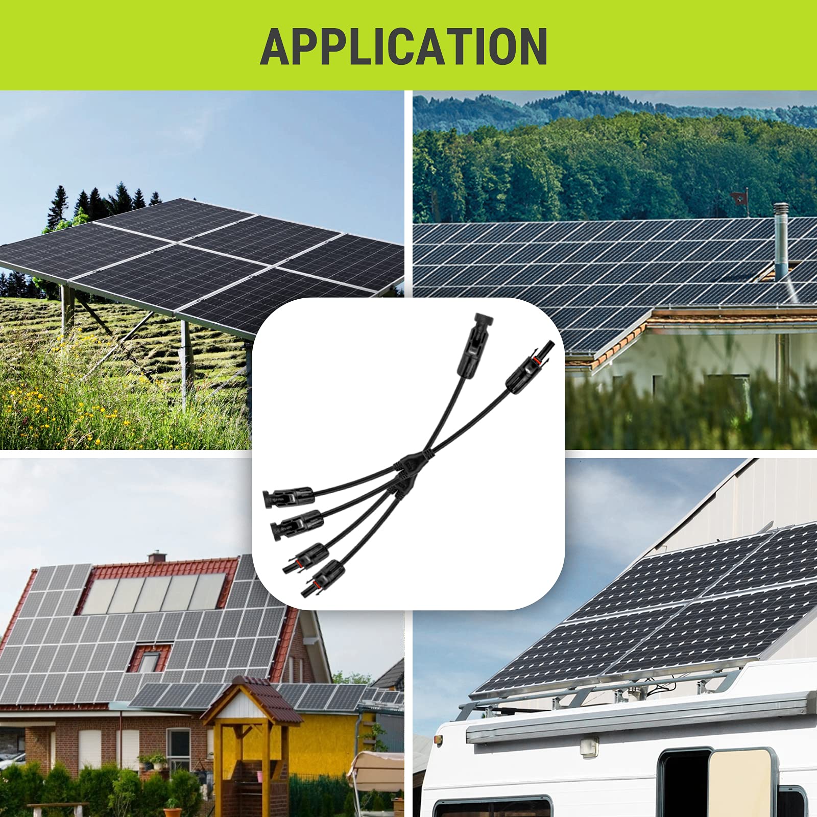 Newpowa Solar Branch Connector 2 to 1 Y Cable Adaptor Connector Kit for Solar Panel Plug&Play (M/FF and F/MM)