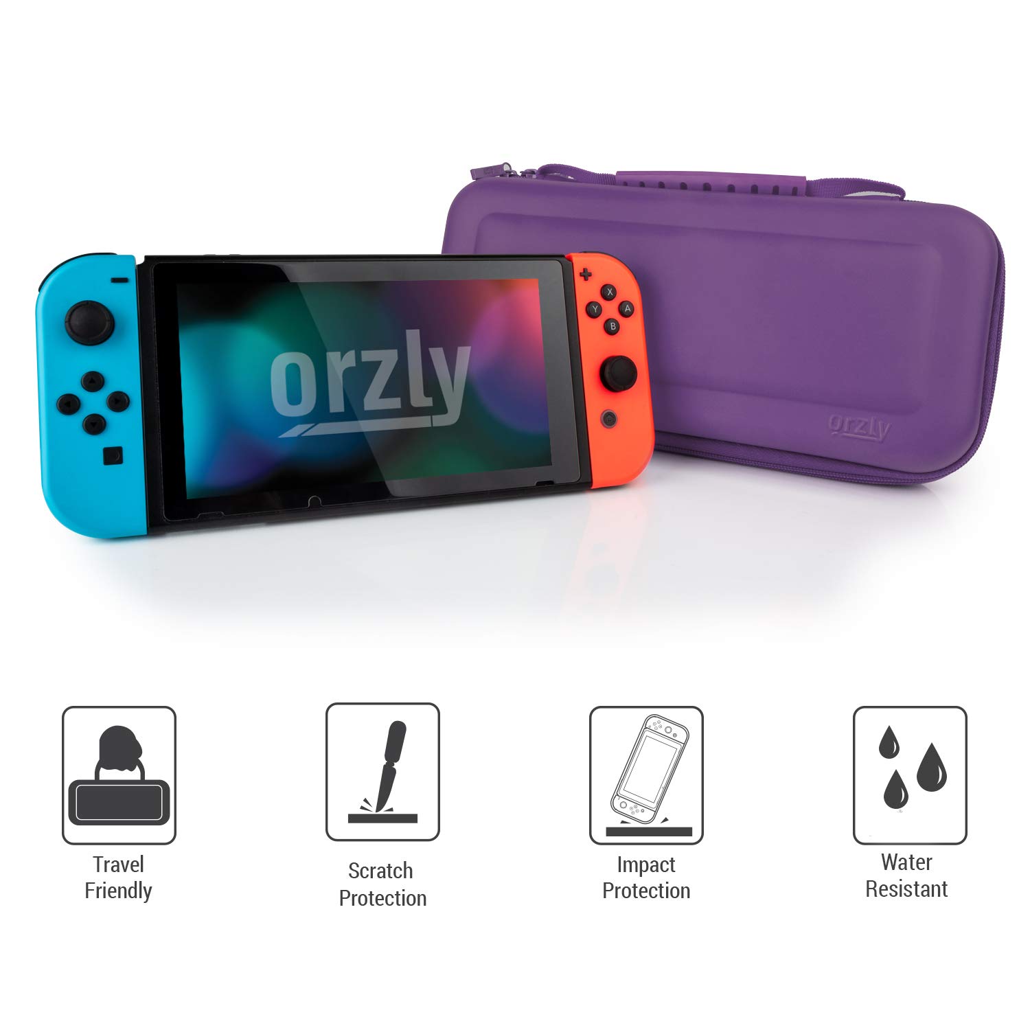 Orzly Carry Case Compatible with Nintendo Switch and New Switch OLED Console -Protective Hard Portable Travel Carry Case Shell Pouch with Pockets for Accessories and Games