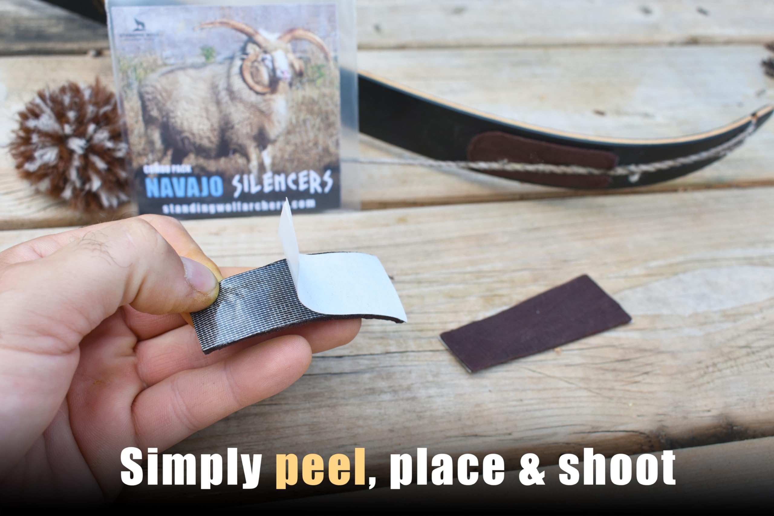 Standing Wolf Ultimate Navajo Wool Bow String Silencer Combo Pack (4 Pieces) | Traditional Archery Recurve Bowstring Silencer | Stick On Limb Noise Dampeners