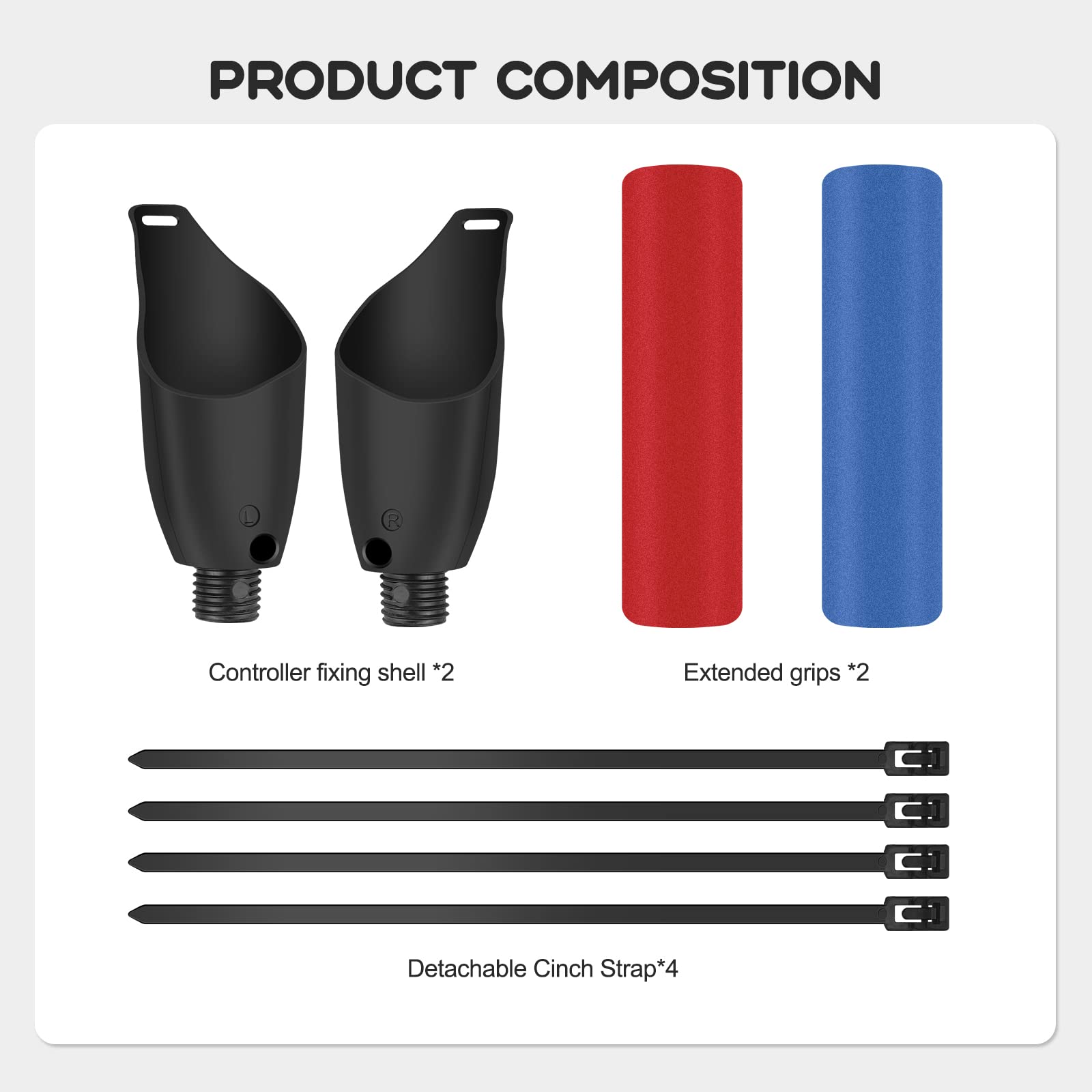 Vakdon Dual Handles Extension Grips Compatible with Oculus Quest 2/Quest/Rift S Controllers Accessories - Enhance Immersion in Beat Saber, Supernatural, Gorilla Tag VR Games