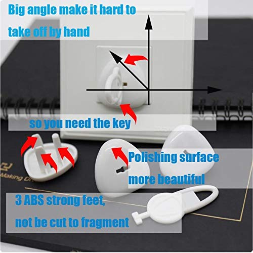 QIAOLI 24 Pack New High-Strength ABS Material Electrical Outlet Socket Covers Plug Caps Protector Security for Babies Children Safety Protection Prevent Electric Shock with 2 Small Keys