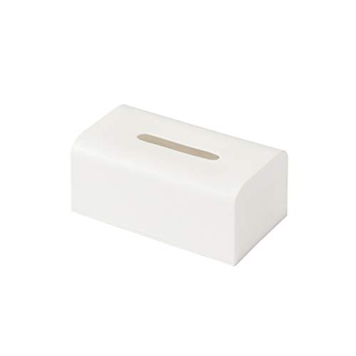 QIAOLI Tissue Dispenser Home Desktop Tissue Box Holder Simple Arc Plastic Rectangular Living Room Dining Room Bedroom Office Paper Storage Box Tissue Box (Color : White, Size : S)