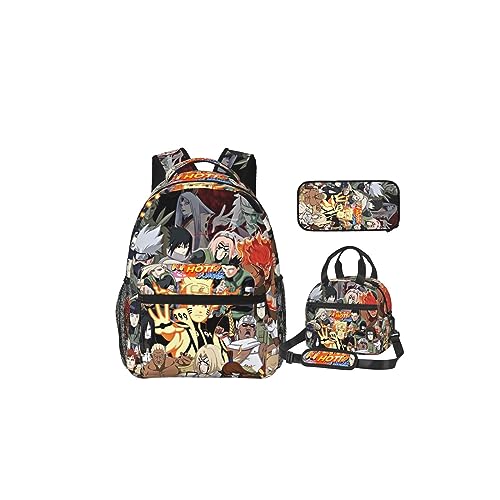 NJINALW Anime Backpack Three-Piece Set Novelty Travel Backpack Three-Piece Set Laptop Backpack Set With Lunch Bag