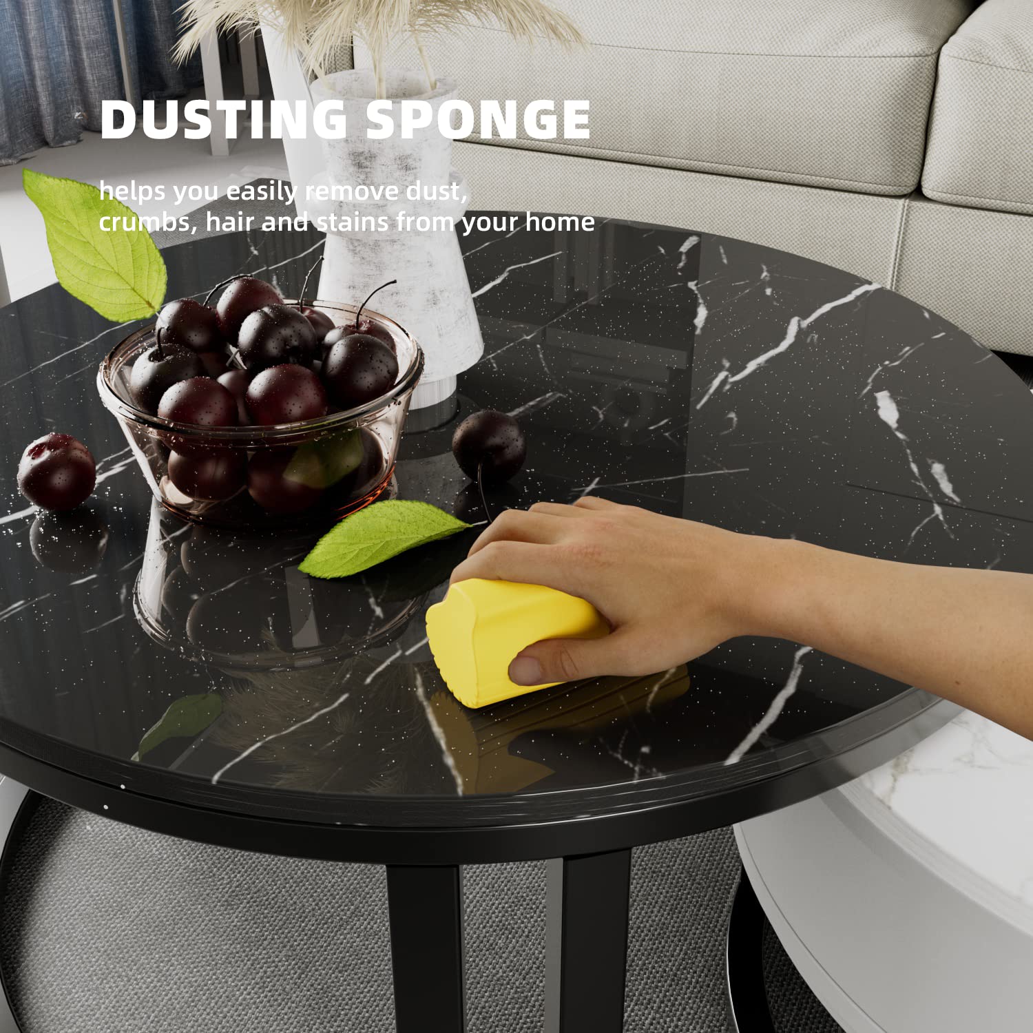 Mistgre 3-Pack Reusable Damp Clean Duster Sponge, Sponge Cleaning Brush Damp Clean Dust Sponge,Cleaning Tool for Baseboards, Door Window Grooves, Ceiling Fan, Glass, Vents, Blinds Duster