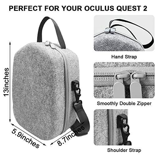 VakiReyy Carrying Case for Oculus Quest 2, Portable Hard Travel Case Storage Bag with Shoulder Strap for Oculus Quest VR Gaming Headset and Controllers Elite Strap Accessories for Travel and Home