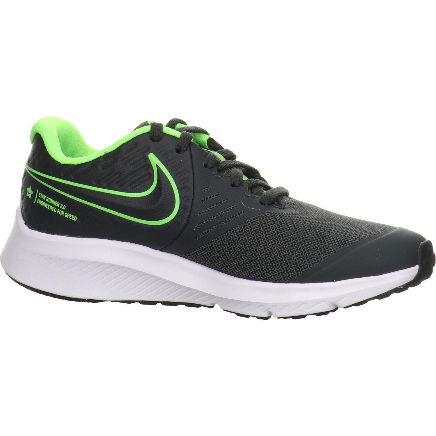 Nike Unisex-Child Star Runner 2 (GS) Sneaker, Anthracite/Electric Green-White, 7Y Youth US Big Kid