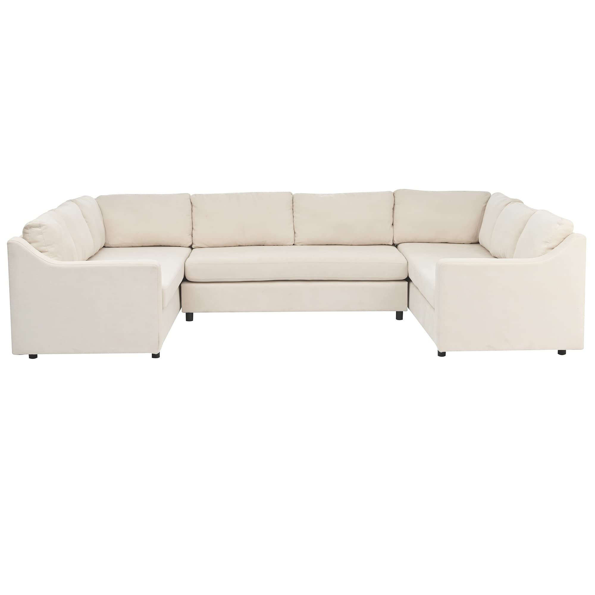 Merax Upholstered U-Shaped Large Sectional Sofa with Thick Seat, 8 Seater, Beige