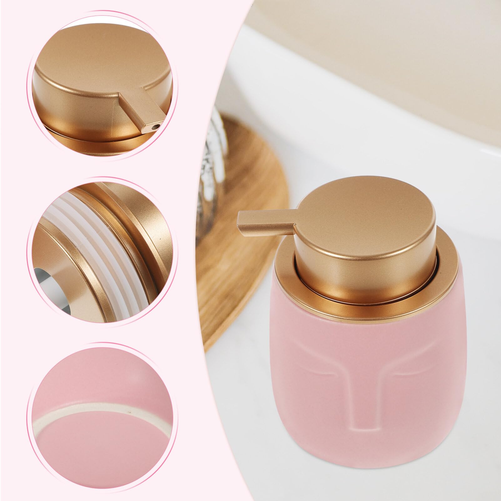 ONDIAN Soap Dish Hand Soap Dispenser Ceramic Soap Dispenser Liquid Pump Soap Dispenser Lotion Dispenser Soap Bottle Shampoo Pump Bottle Empty Pump Bottles for Bathroom Countertop Foam Soap Bottle