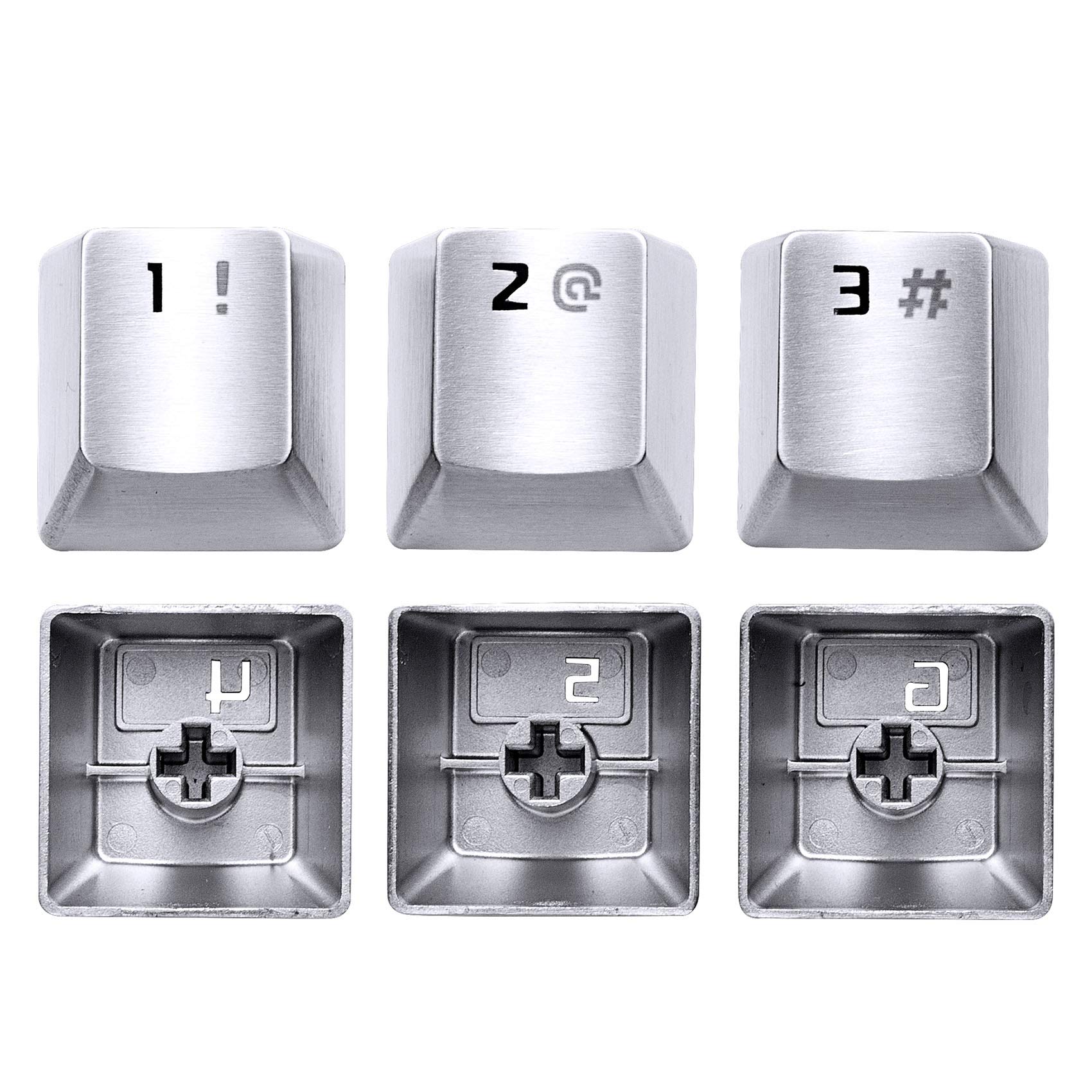Qupei Metal Keycaps (WASDQREF+DIR.) for FPS & MOBA, OEM Mechanical Keyboard Keycaps Kit 60% Keycaps for Cherry MX Switches Gaming Keyboard Keycaps (Silver)