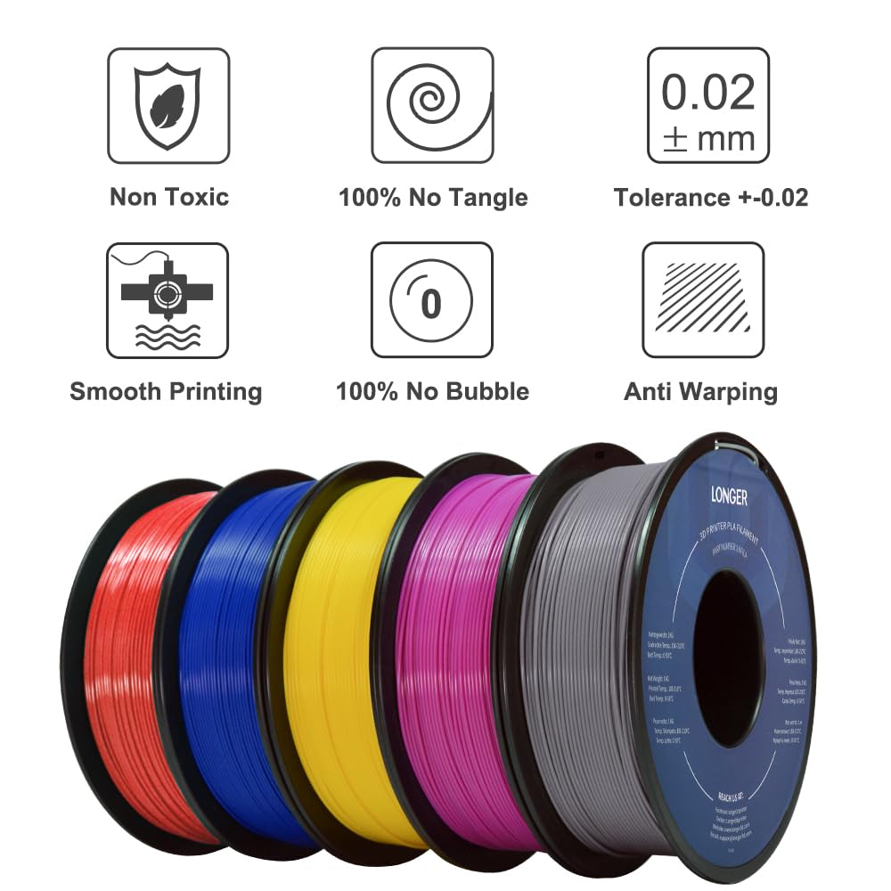 PLA Filament 1.75mm Pla 3D Printer Filament, 2.2lbs (1kg) 3D Printing Filament White Dimensional Accuracy +/- 0.02 mm 1-Pack