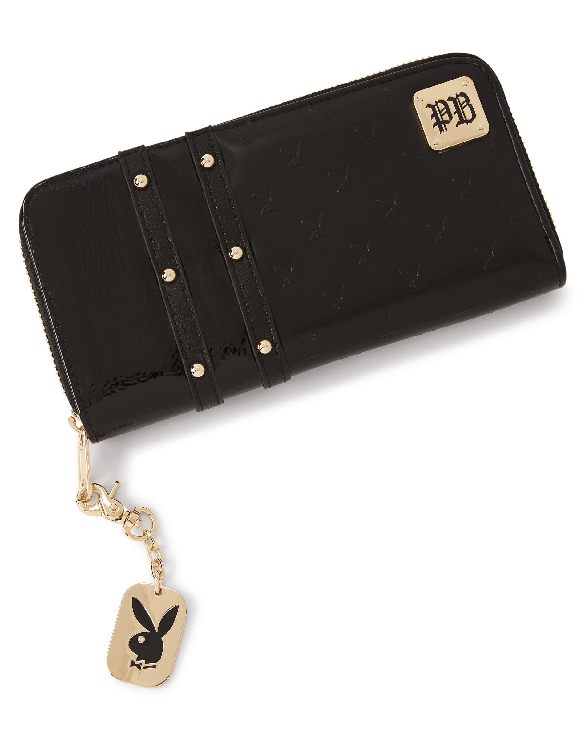 Spencer's Black Playboy Textured Zip Wallet