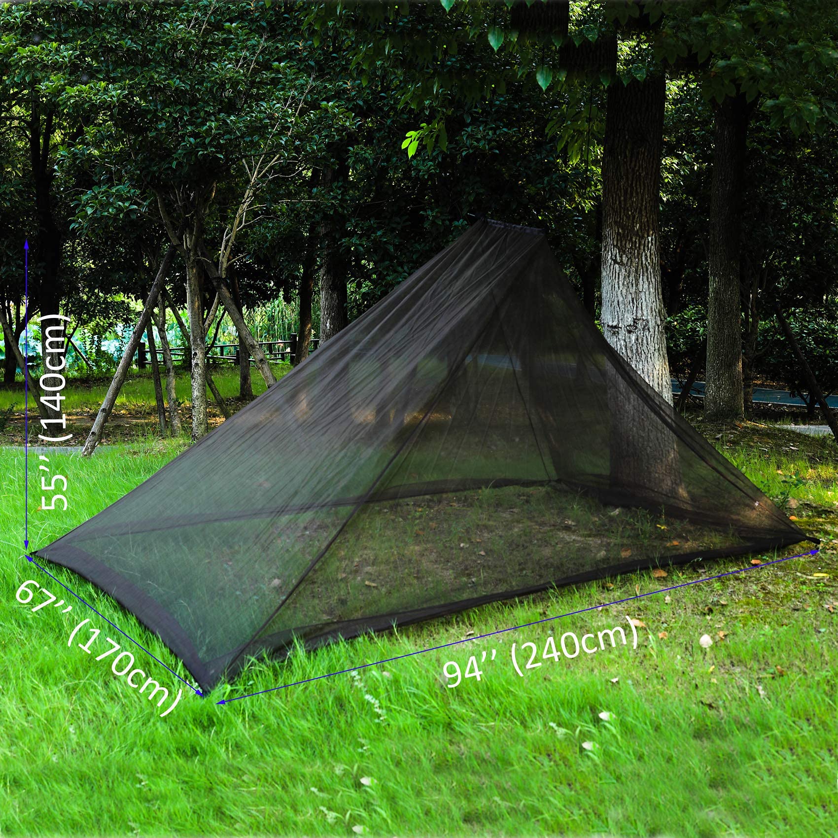 No-See-Um Camping Mosquito Net Bed Compact and Ultra-Light for Travel,Finest Holes Mesh 2000 Noseeum Netting for Camping and Hiking, Without Sleeping Mat (Double Brown Color)