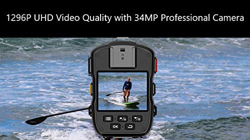 PatrolMaster 1296P UHD Body Camera with Audio (Build-in 128GB), 2 Inch Display, Night Vision, Waterproof, Shockproof, Body Worn Camera with Compact Design, Police Camera