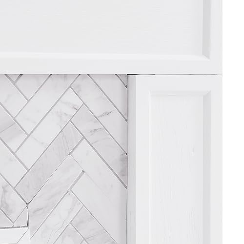 SEI Furniture Torlington Marble Tiled Touch Screen Electric 50" Fireplace w/Remote Control - White/Gray Marble