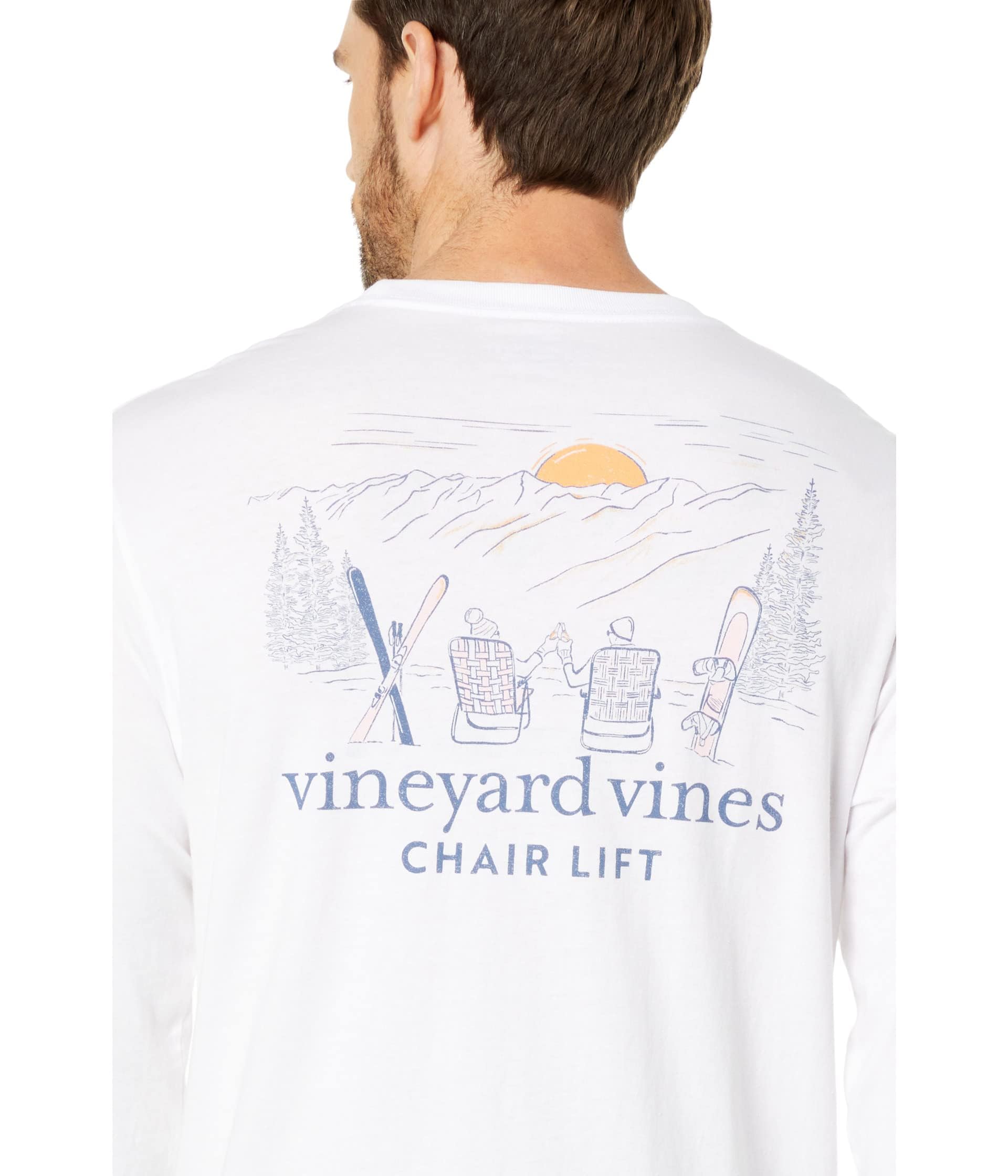vineyard vines Men's Chair Lift Long-Sleeve Pocket, White Cap, X-Large