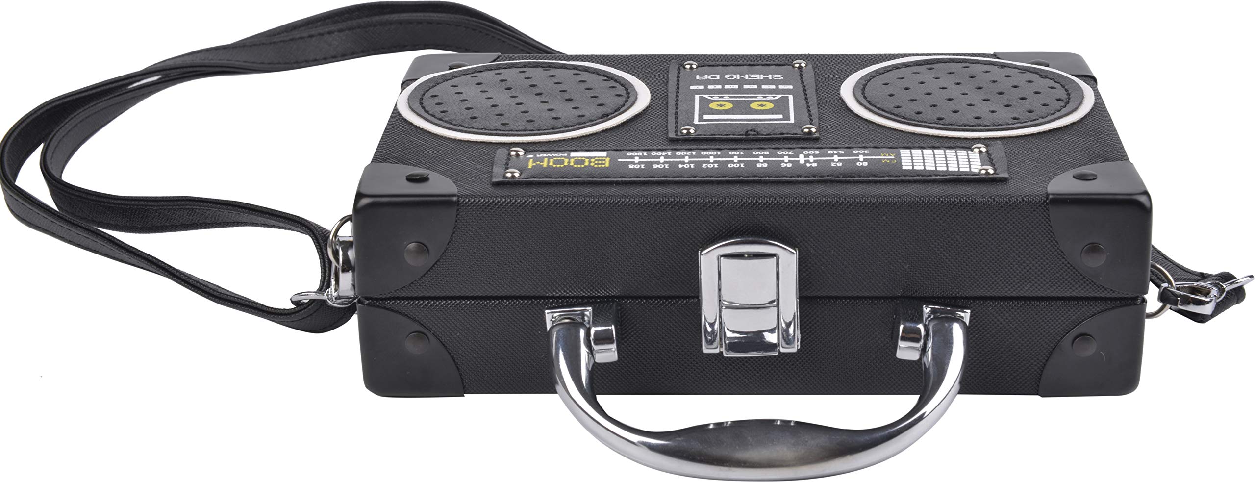 QZUnique Tape Shaped Shoulder Bag Radio Recorder PU Crossbody Bag Women's Retro Evening Bag Handbag Clutch Purse