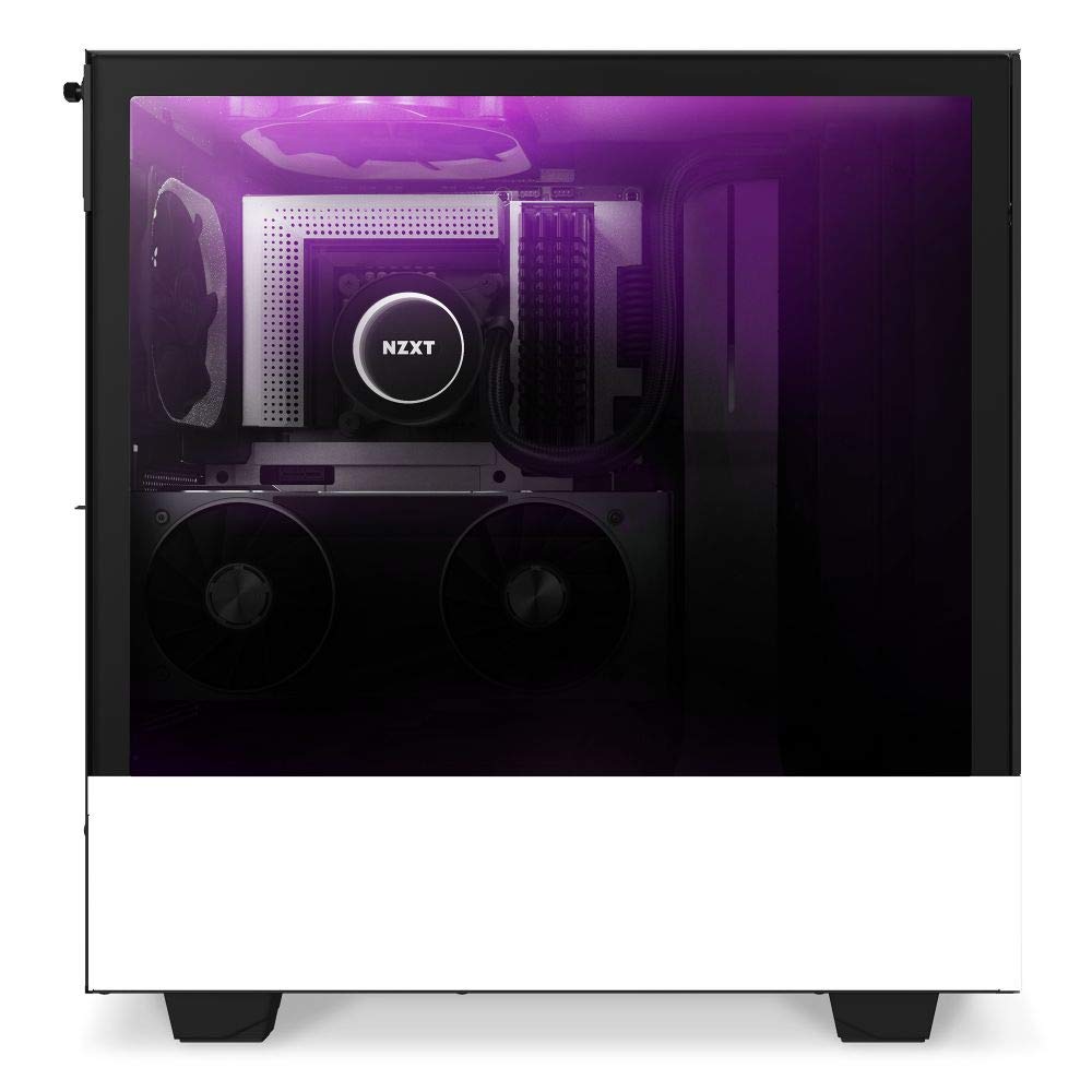 NZXT H510 Elite - CA-H510E-W1 - Premium Mid-Tower ATX Case PC Gaming Case - Dual-Tempered Glass Panel - Front I/O USB Type-C Port - Vertical GPU Mount - Integrated RGB Lighting - White/Black