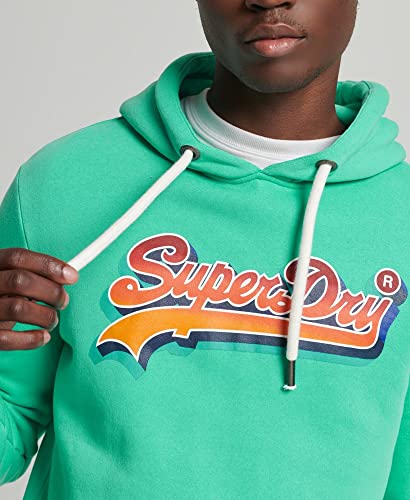 Superdry Mens Vintage Logo Seasonal Hoodie, Relaxed Fit Tropical Green Size S