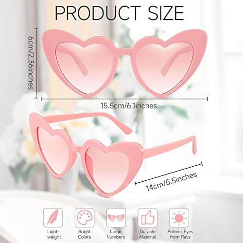 Salfboy Heart Shaped Sunglasses for Women Bride Sunglasses Bachelorette Vintage Cat Mod Wedding Sunglasses(8805-2*pink)
