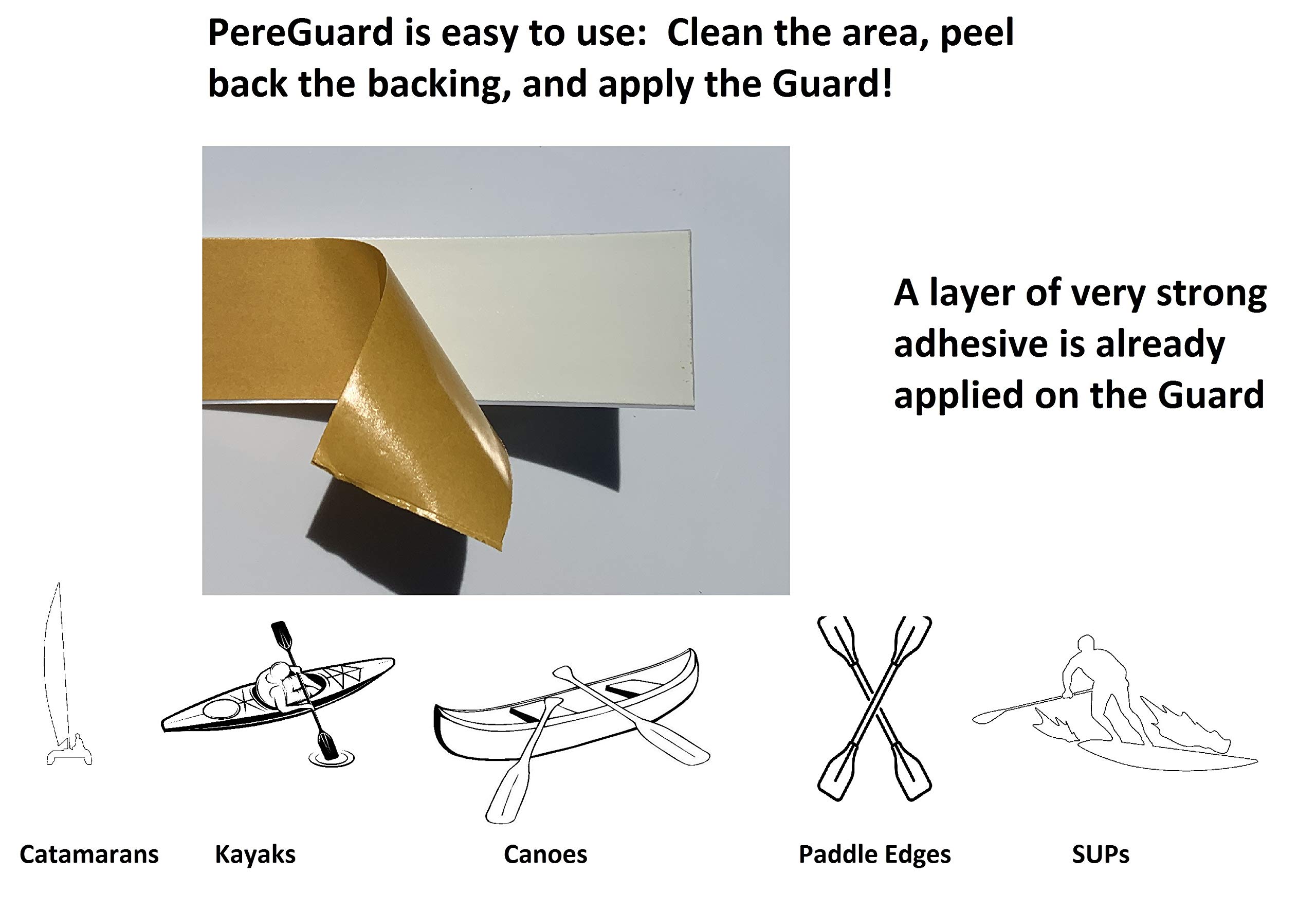 PereGuard Kayak Keel Guard 2" Width White (18 feet) Kayak Canoe Protective Guard Abrasion Resistance