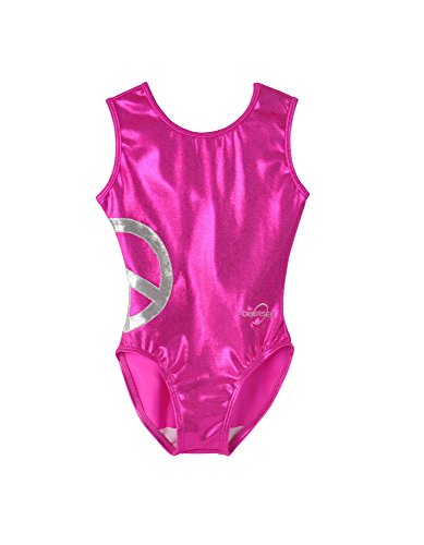 Obersee Girl's Gymnastics Leotard, Pink Peace, CS