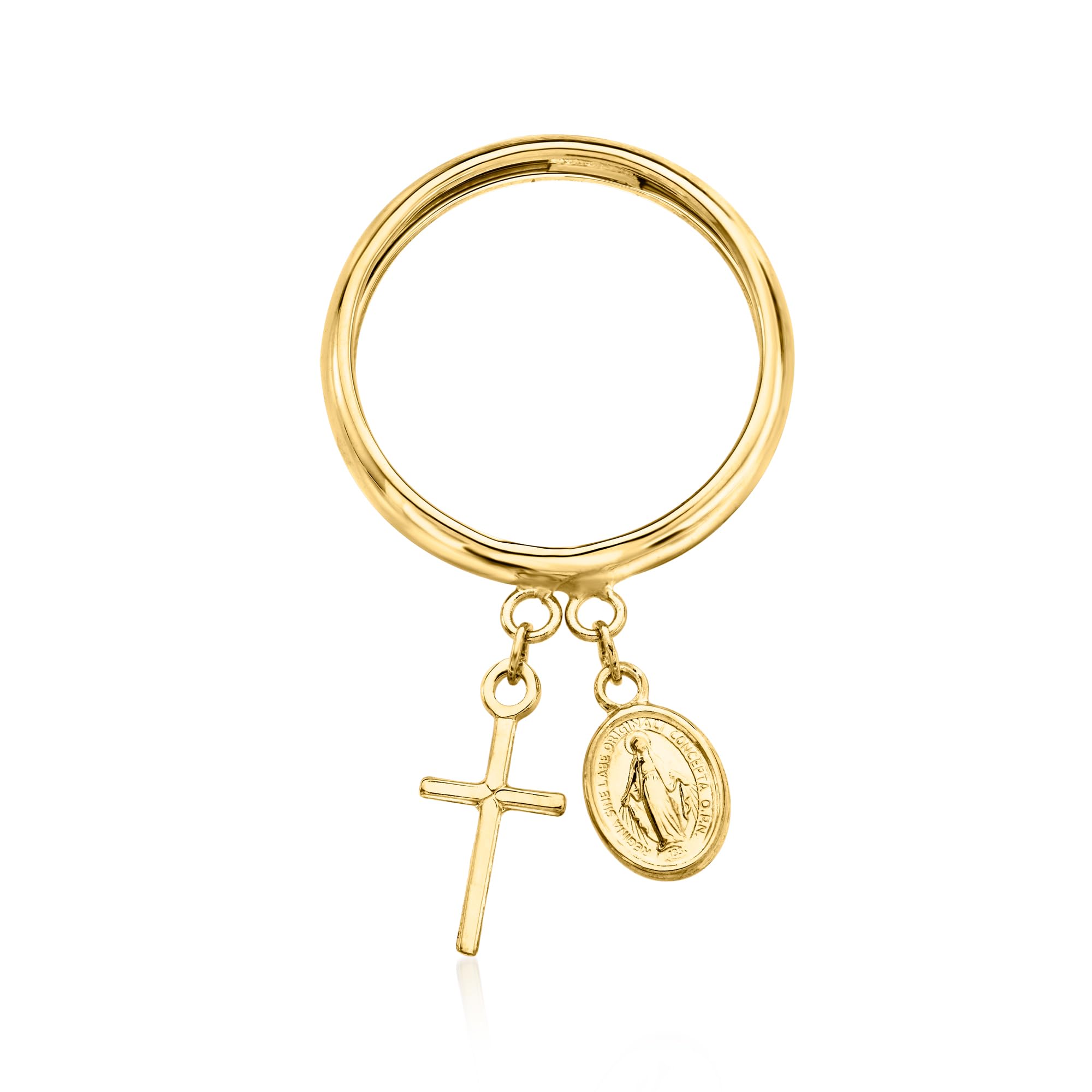 Ross-Simons Italian 14kt Yellow Gold Religious Charm Ring. Size 8