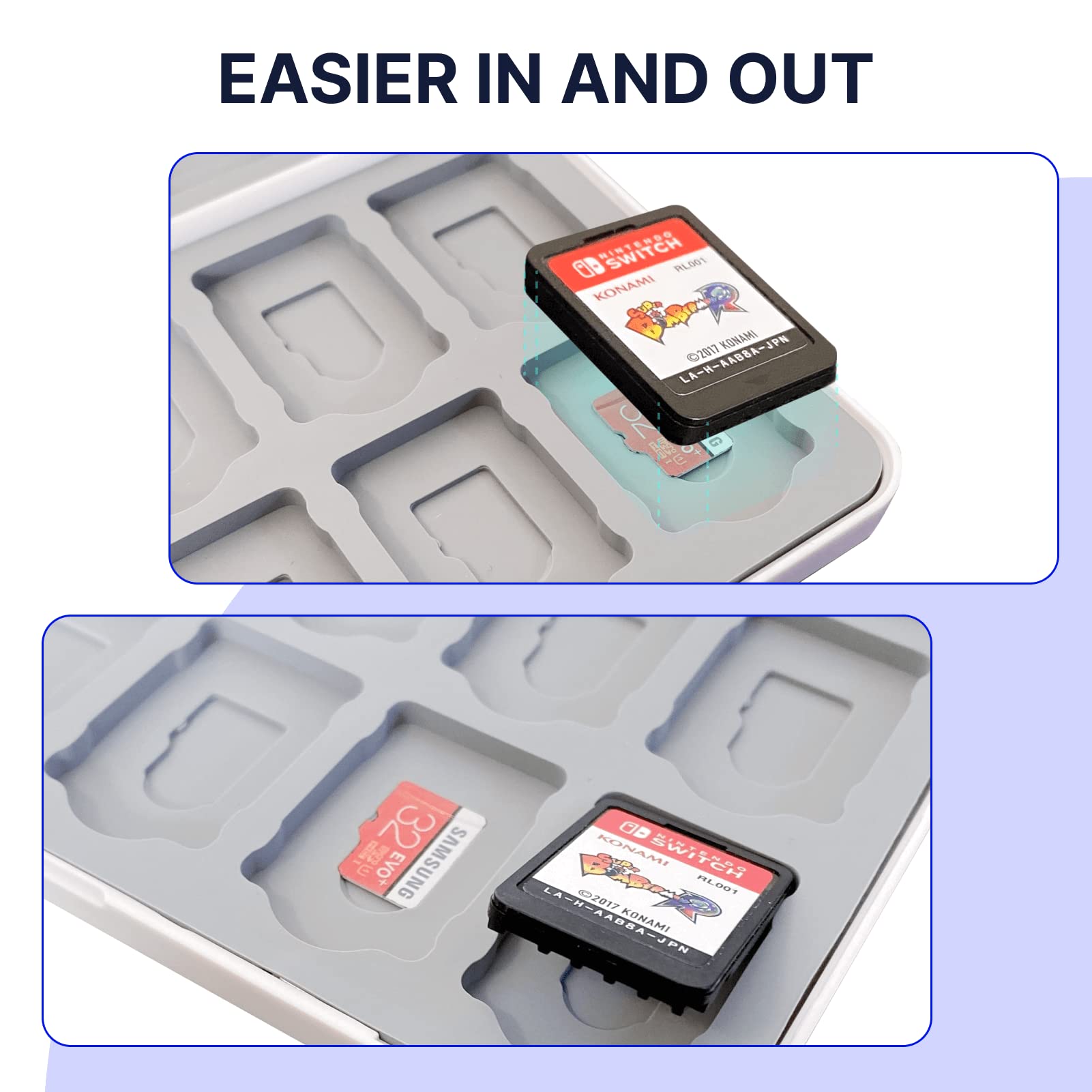 WNJACO Switch Game Card Case Nintendo Switch Game & Micro SD Card, Customized Pattern Switch Lite Game Card Storage Box with 24 Game Card Slots and 24 Micro SD Card Slots with Magnetic Closure (Black)