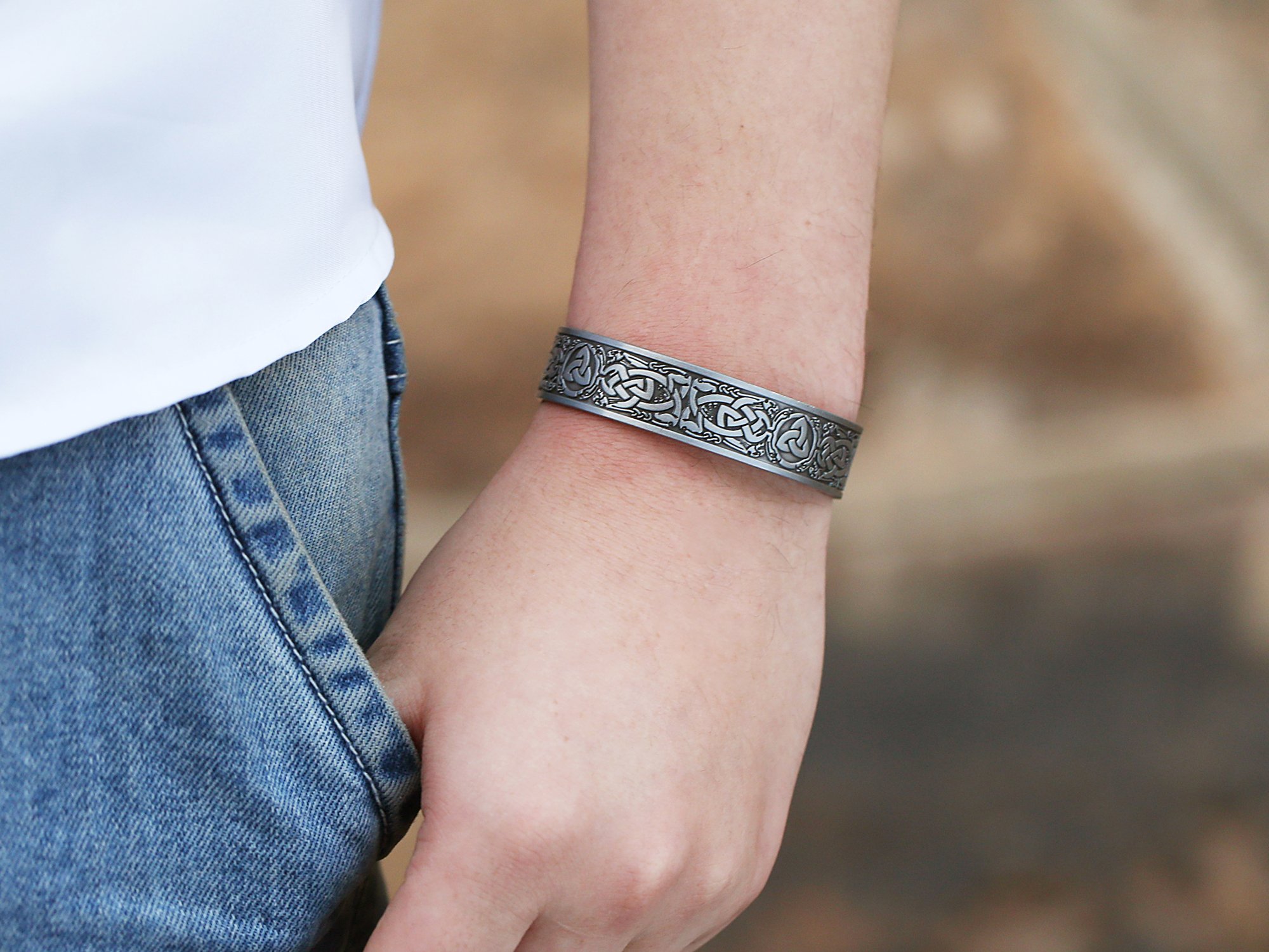 Norse Celtic Knot Bracelet Trinity Knot Bracelet Mens Viking Bracelet Cuff Bangle for Women