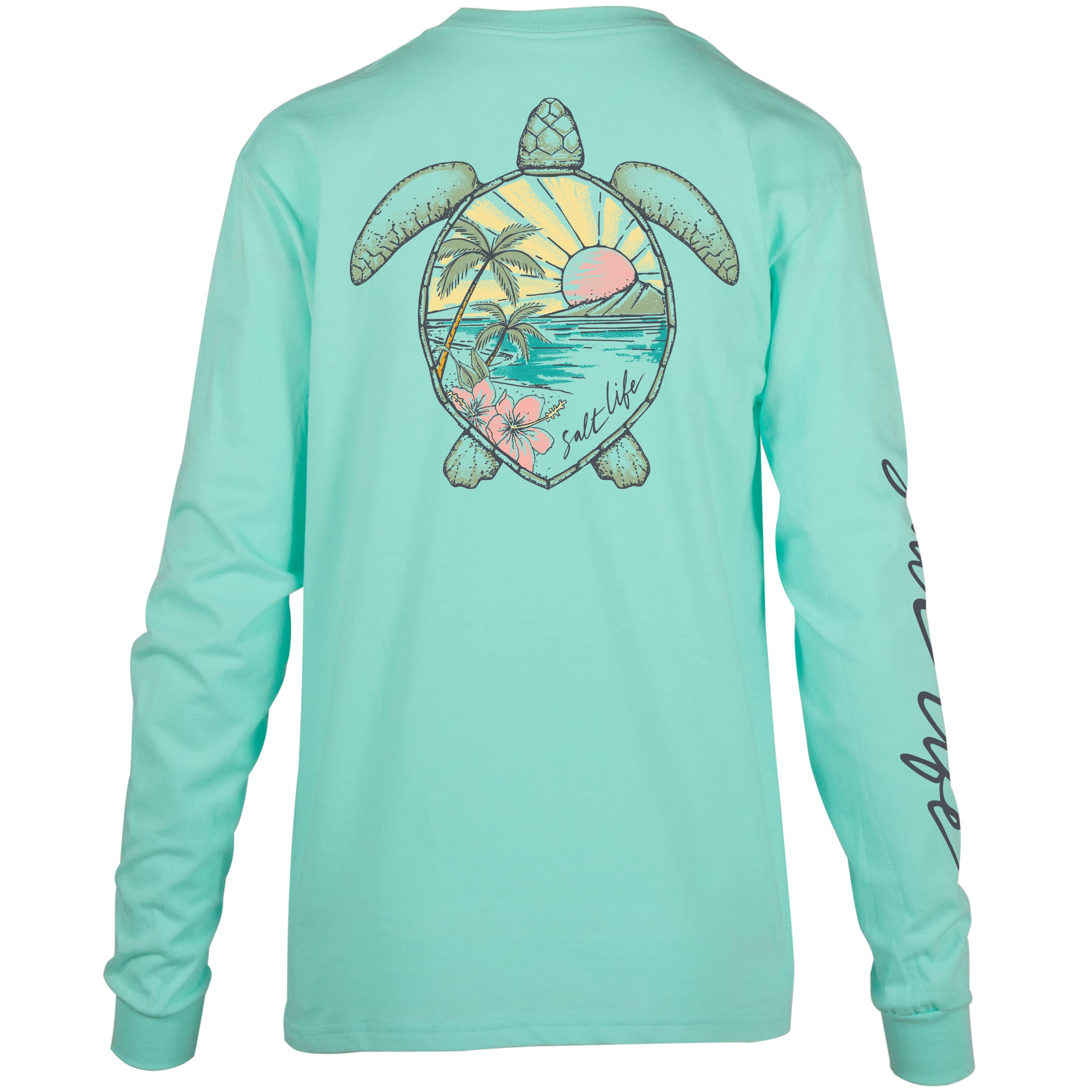 Salt Life Turtle Sunsets Long Sleeve Classic Fit Shirt, Aruba Blue, Small