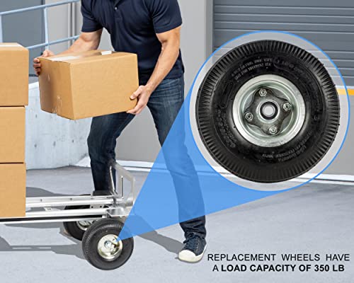 Vergo Pneumatic Wheels 2-Pack Heavy Duty Air Filled Dolly Replacement Wheels - Threaded Tires, Hand Truck Wheels 10" x 3.5” with 5/8" Axle Bore Hole, Offset Hub