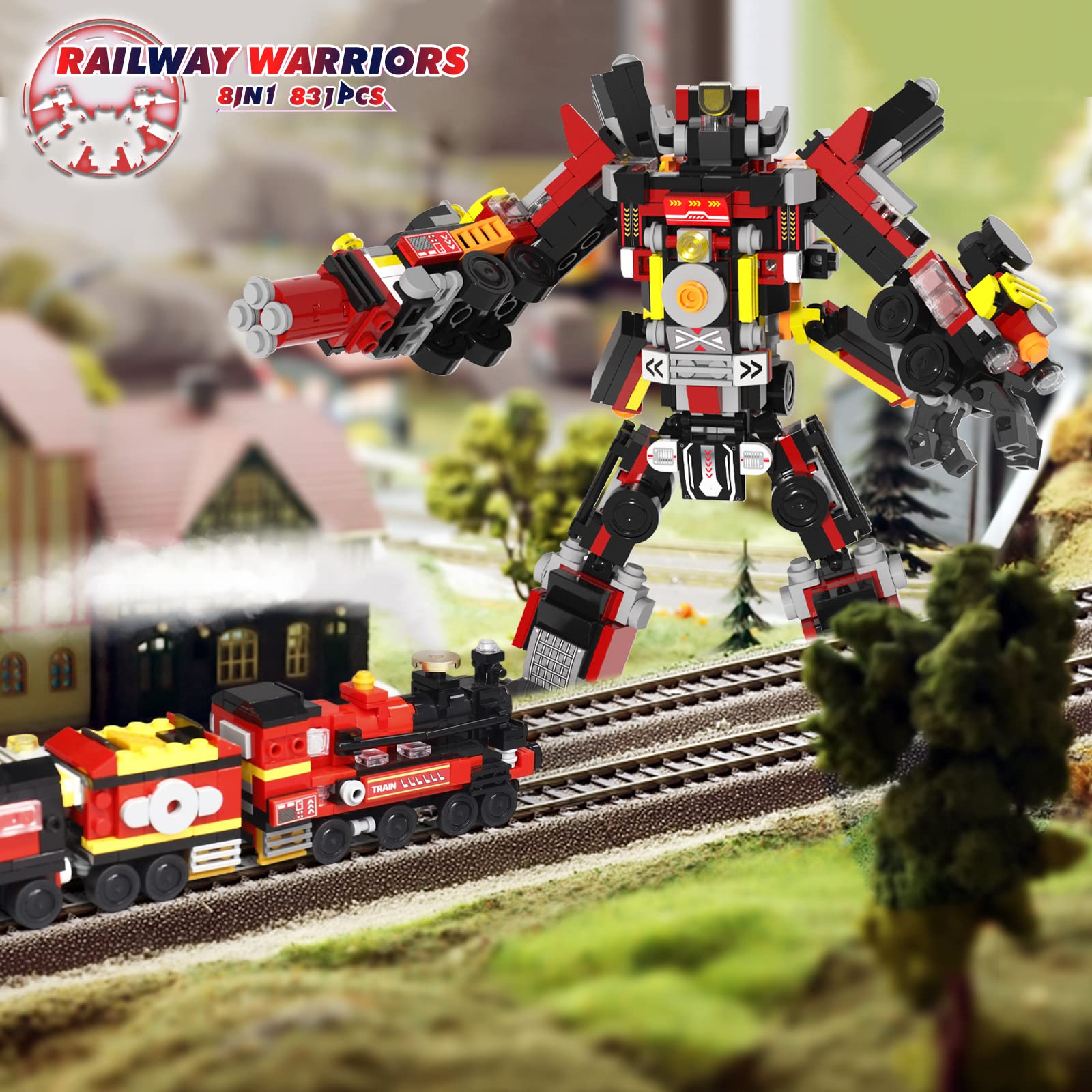 Nununary 8-in-2 Train Robot Building Toys - Two Forms Creator Building Kits STEM Building Set Educational DIY Bricks Toys Age 6+ (766 Pcs)