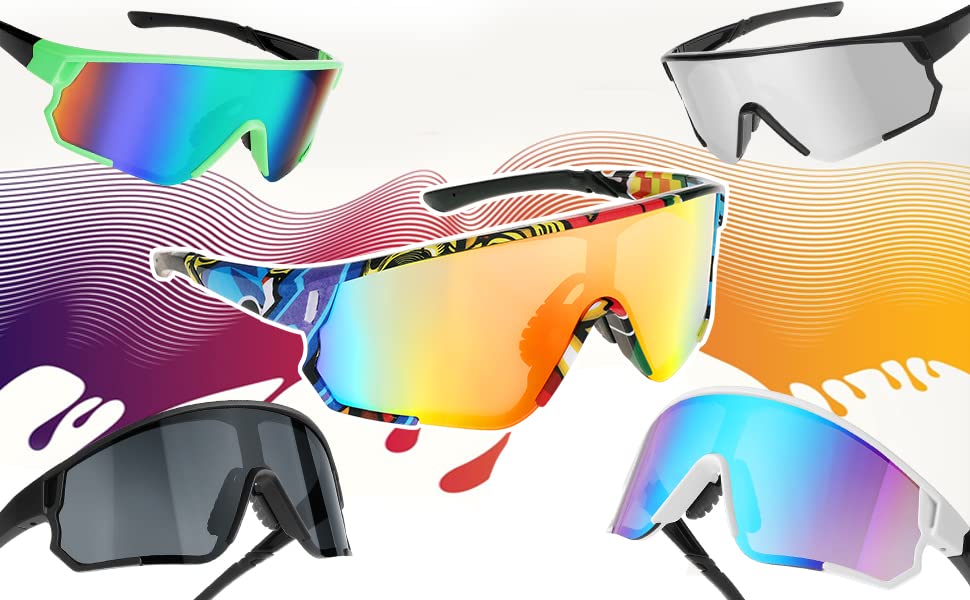 WANWAN Men Sports Sunglasses, Youth Cycling Glasses 80s Style Baseball Running Ski Visor Shade