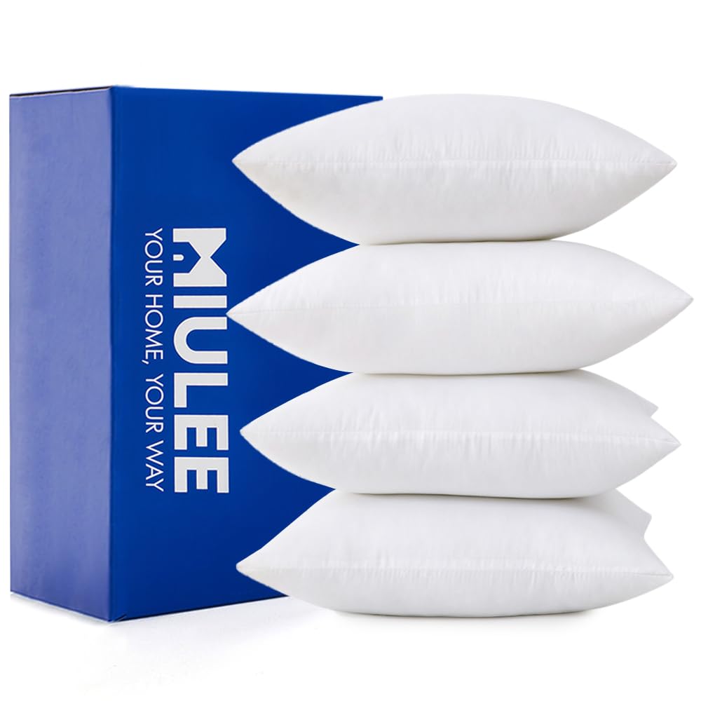 MIULEE 16 x 16 Pillow Inserts (Set of 4) - Decorative Throw Pillows Insert Square Premium Pillow Stuffers Form for Couch Sofa Bed Cushion