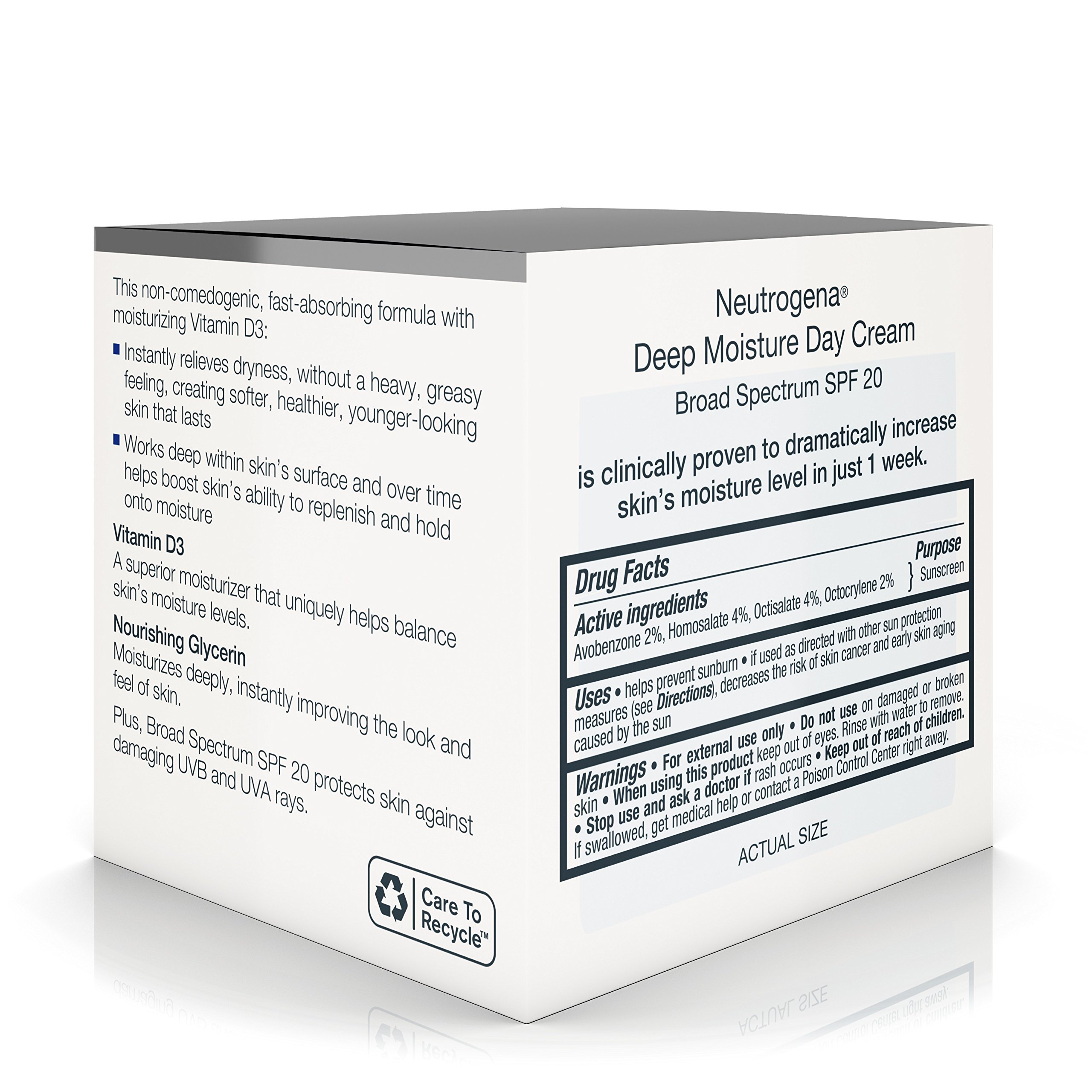 Neutrogena Deep Moisture Face Cream with SPF 20 Sunscreen, Glycerin, Shea Butter & Vitamin D3, Face moisturizer for dry skin - SPF moisturizer, Glycerin, Shea Butter, Vitamin D3, 2.25 oz