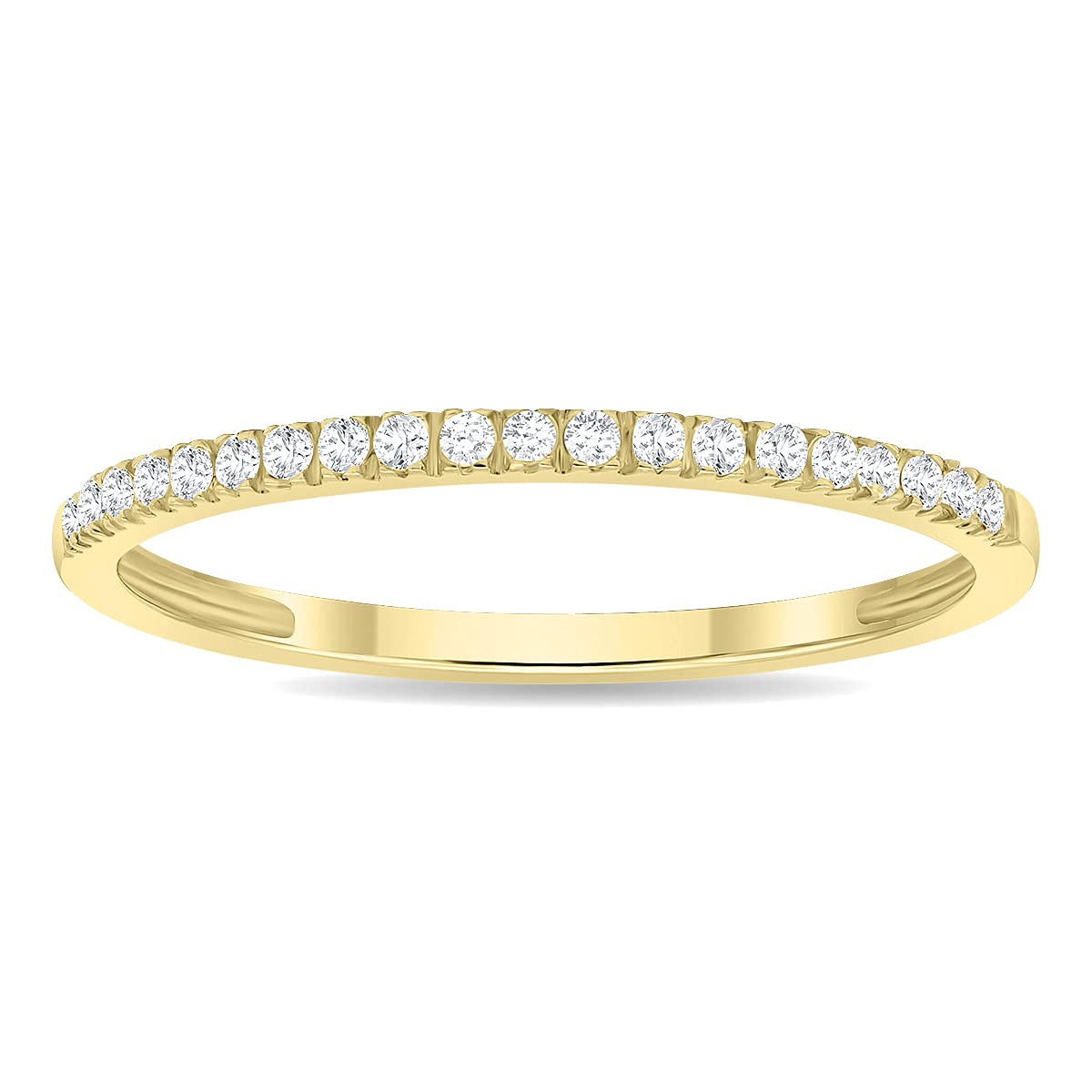 SZUL Women's 1/6 Carat TW Thin Diamond Band in 10K Yellow Gold (Wedding, Fashion or Stackable Band)