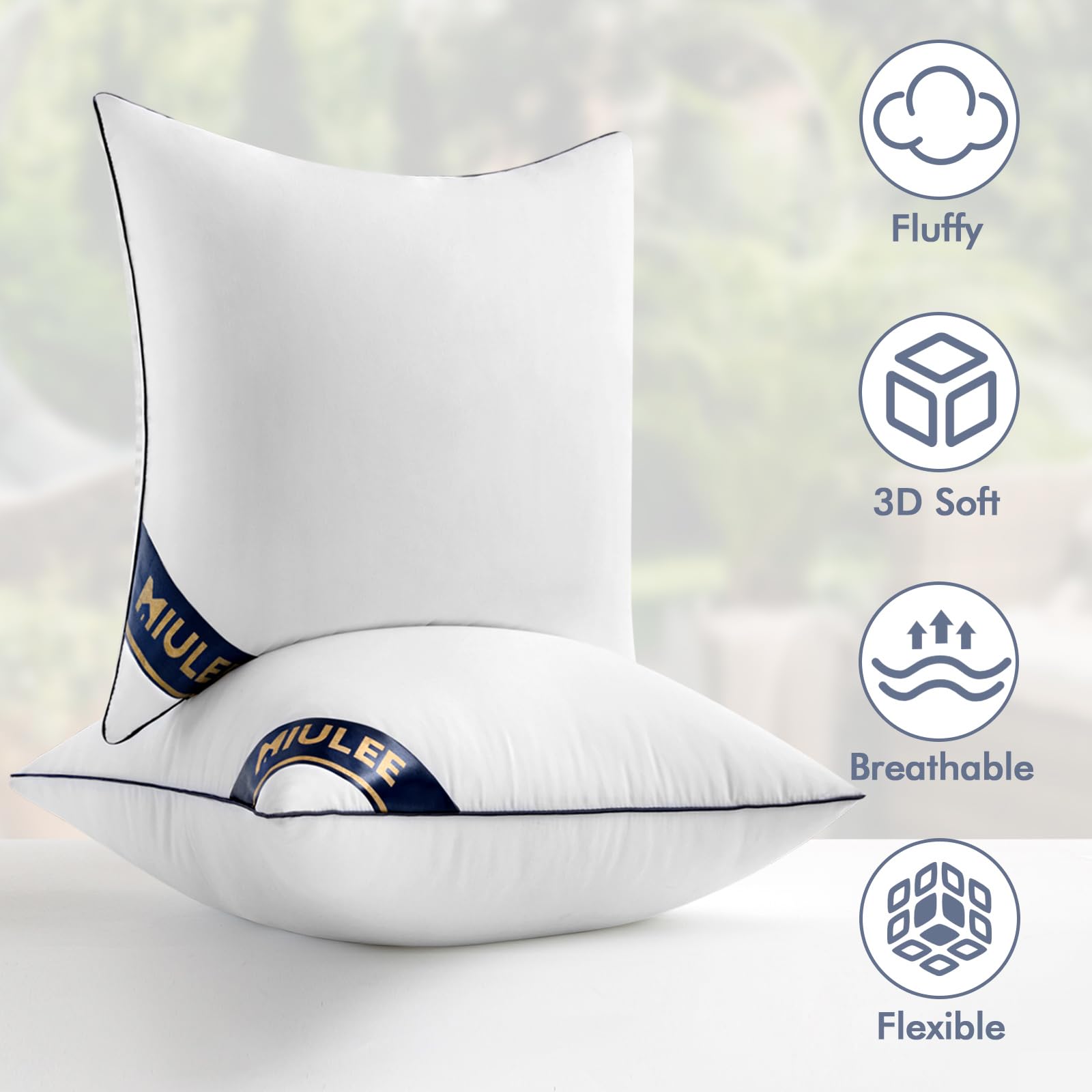 MIULEE 18x18 Pillow Inserts Set of 2 Throw Pillows 18 Inch Premium Down Alternative Pillow Inserts Decorative Pillow Stuffer for Sofa, Couch (18x18 inch, Set of 2)
