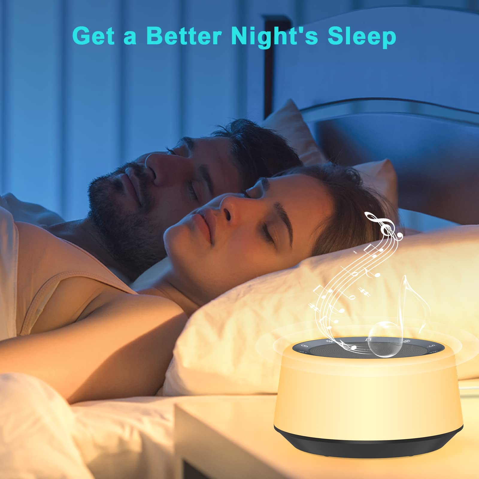 White Noise Machine, Sleep Sound Machine with 30 Soothing Sounds, 7 Color Baby Night Lights, Full Touch Control, Timer and Memory Features, Plug in, Sound Machine for Baby, Adults