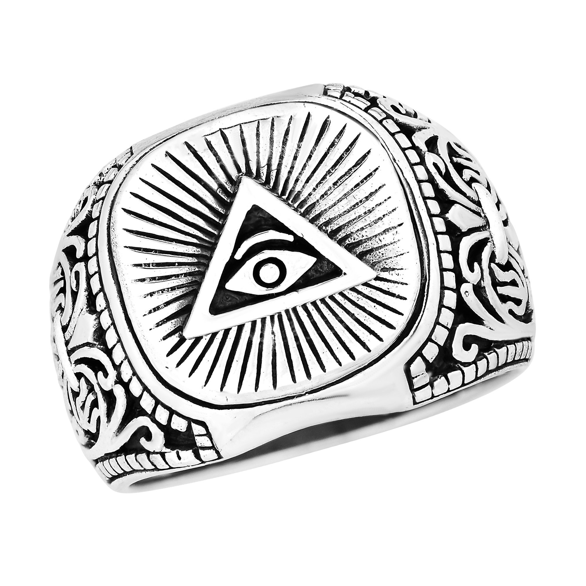 Mystical All-Seeing Eye or Eye of Providence .925 Sterling Silver Ring (10)