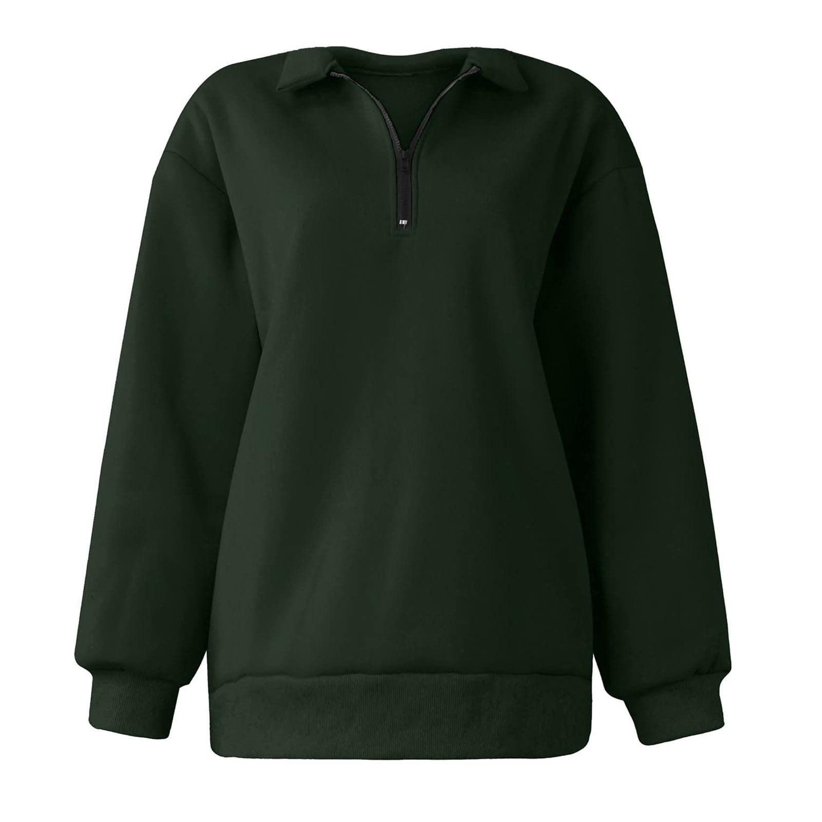 Wirziis Womens Oversized Sweatshirt Long Sleeve Solid Pullover Quarter Zip Sweater Top Teen Girls Christmas Fall Y2K Clothes, A03_green, 3X-Large