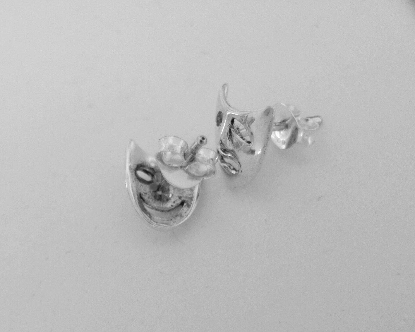 Sterling Silver 9mm comedy tragedy post stud earrings