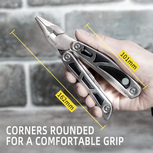 T TOVIA 12 in 1 Multitool Pliers Folding Knife Multi Cable Wire Cutter Stripper Camping Hunting Multitool with Carabiner