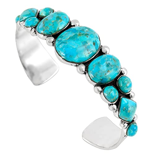 Turquoise Bracelet Sterling Silver 925 Genuine Turquoise (Turquoise)