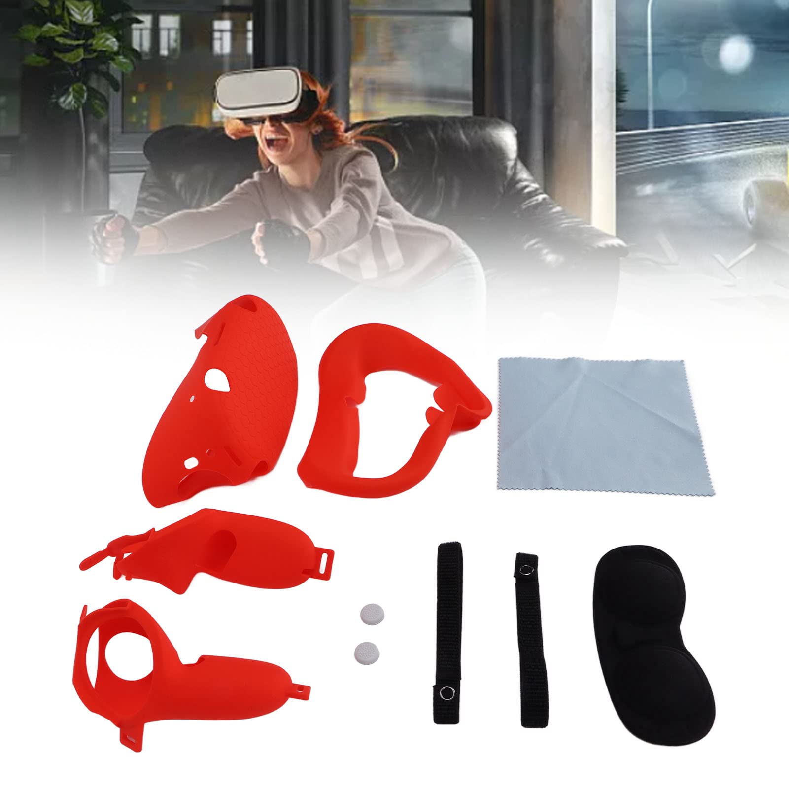 VR Glasses Cover, VR Glasses Silicone Hollow Design Breathable Environmentally Friendly Gel for Oculus 2(red)