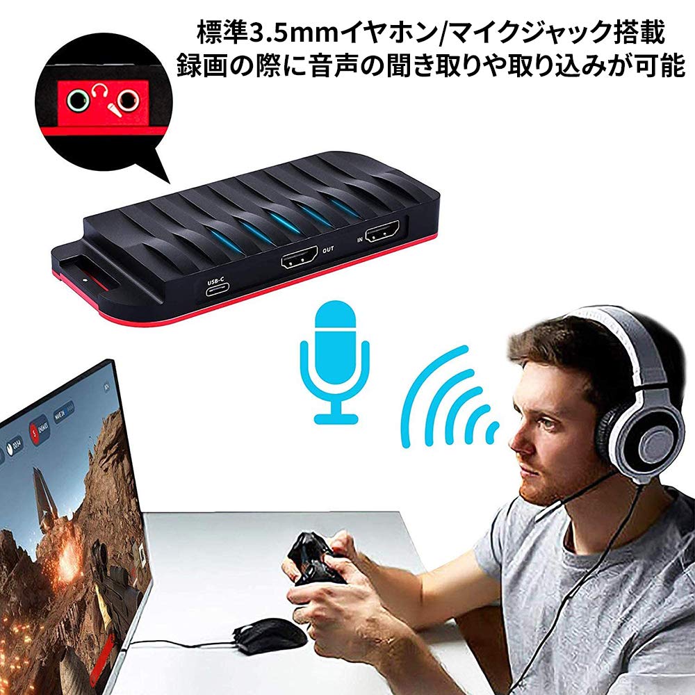 Mirabox USB-C Capture Card, 4K 30FPS,HD 1080P 60FPS,HDMI Game Video Capture Card with Mic Input and HDMI Passthrough - Compatible with Windows, Linux, macOS, OBS Streaming for PS3 PS4 Xbox Wii U