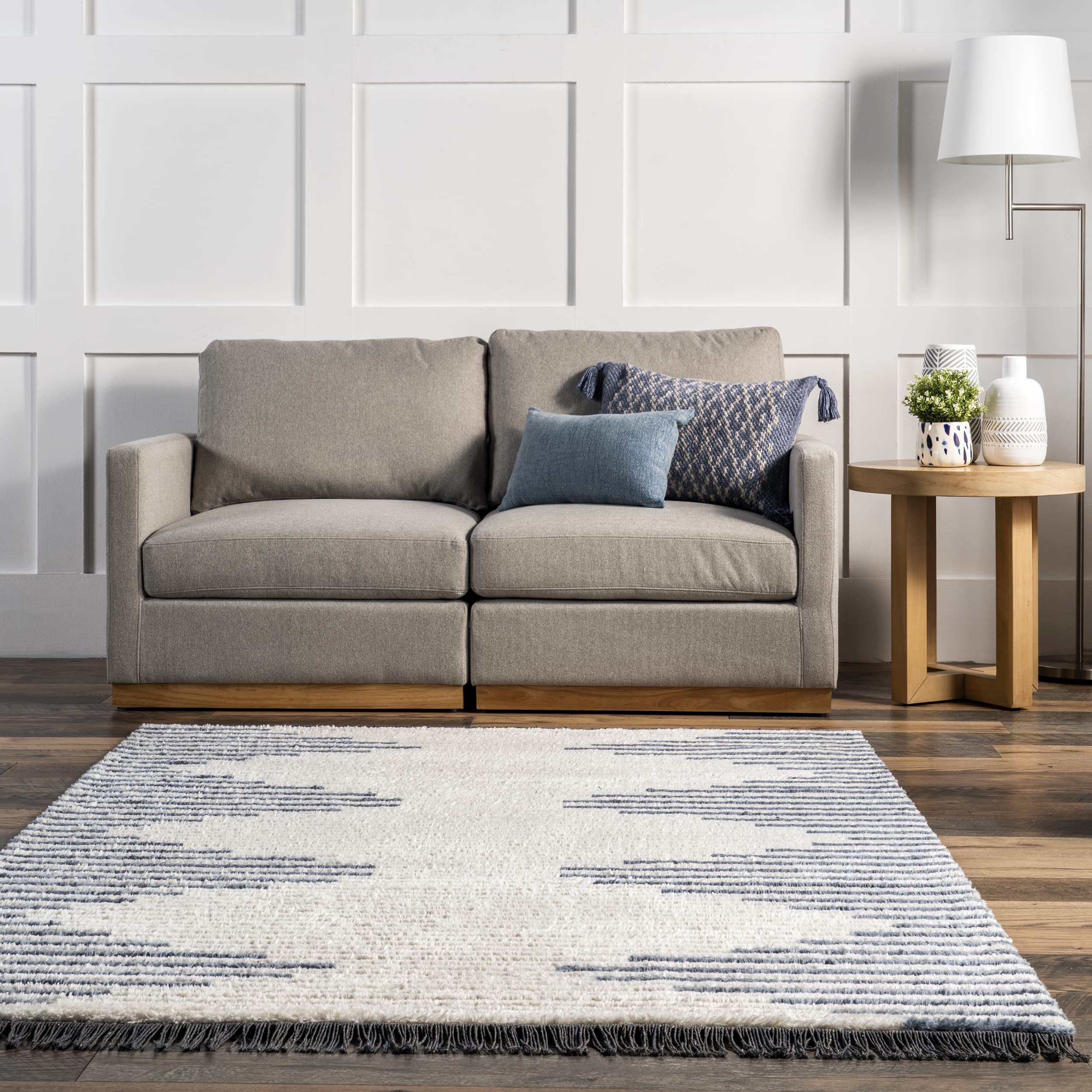 nuLOOM Morgan Contemporary Shag Fringe Area Rug, 8x10, Blue