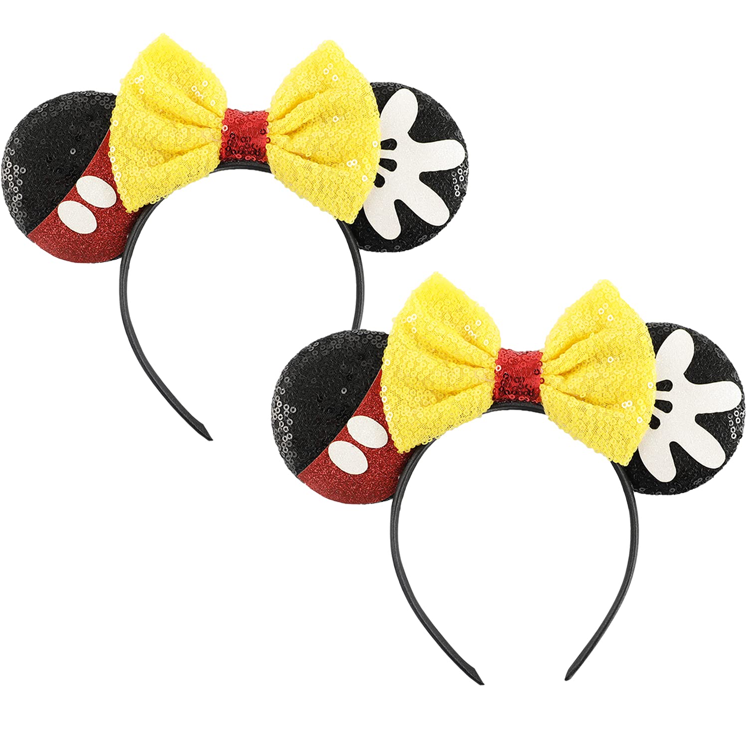 Sawowkuya 2 Pcs Cinderella Mouse Ears Headbands Princess Headbands for Women Girls Kids