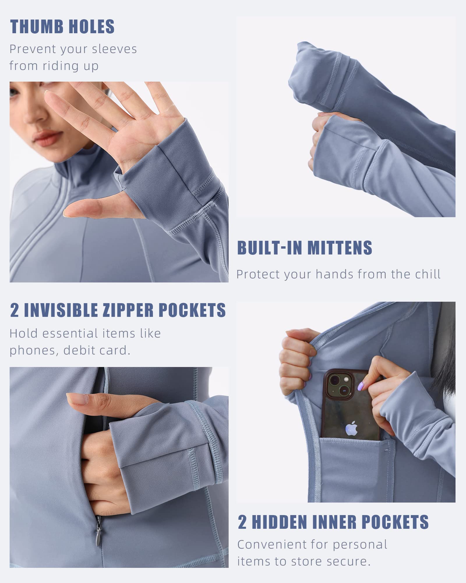 SULTOPY Running Jackets for Women, Full Zip up Slim Fit Workout Jacket Lightweight Athletic Sports Track Jacket with Pockets