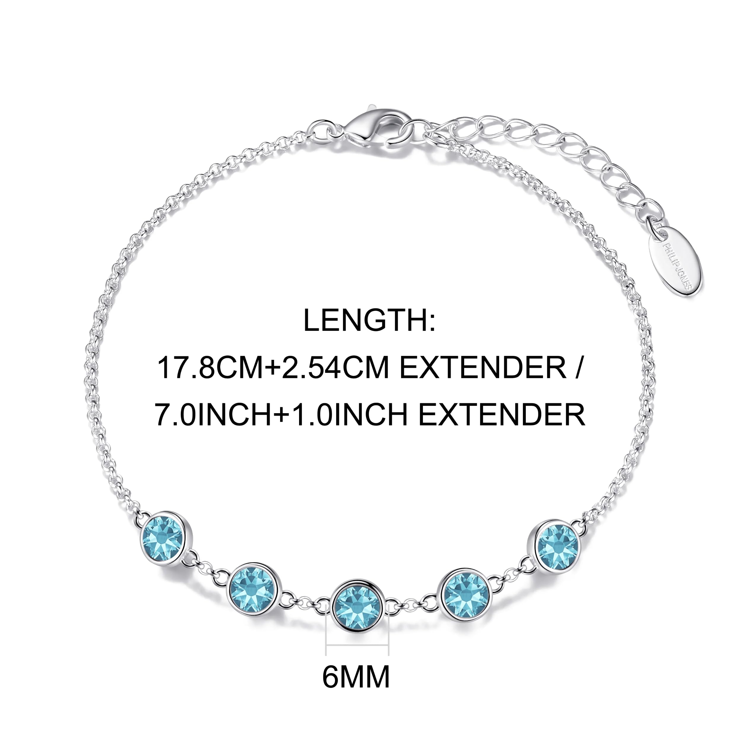 Philip Jones March Birthstone Bracelet Created with Aquamarine Zircondia® Crystals